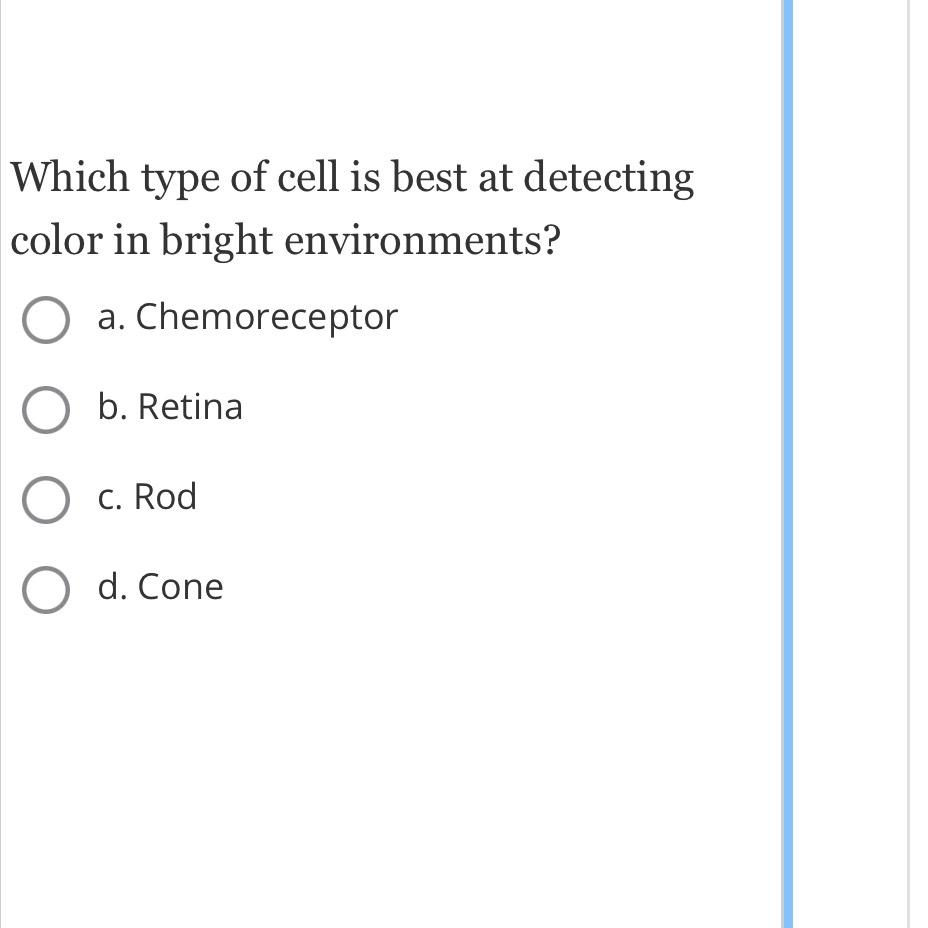 Solved Which type of cell is best at detecting color in | Chegg.com