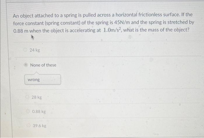 Solved An object attached to a spring is pulled across a | Chegg.com