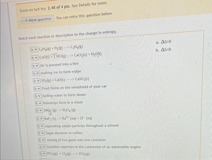Solved Match each reaction or description to the change in | Chegg.com