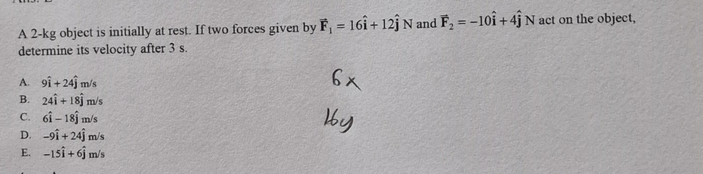Solved A 2-kg object is initially at rest. If two forces | Chegg.com