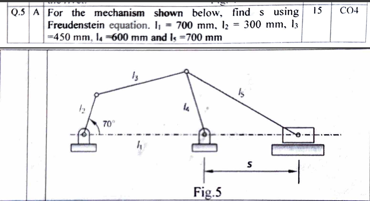 Solved For the mechanism shown below, find s ﻿using | Chegg.com