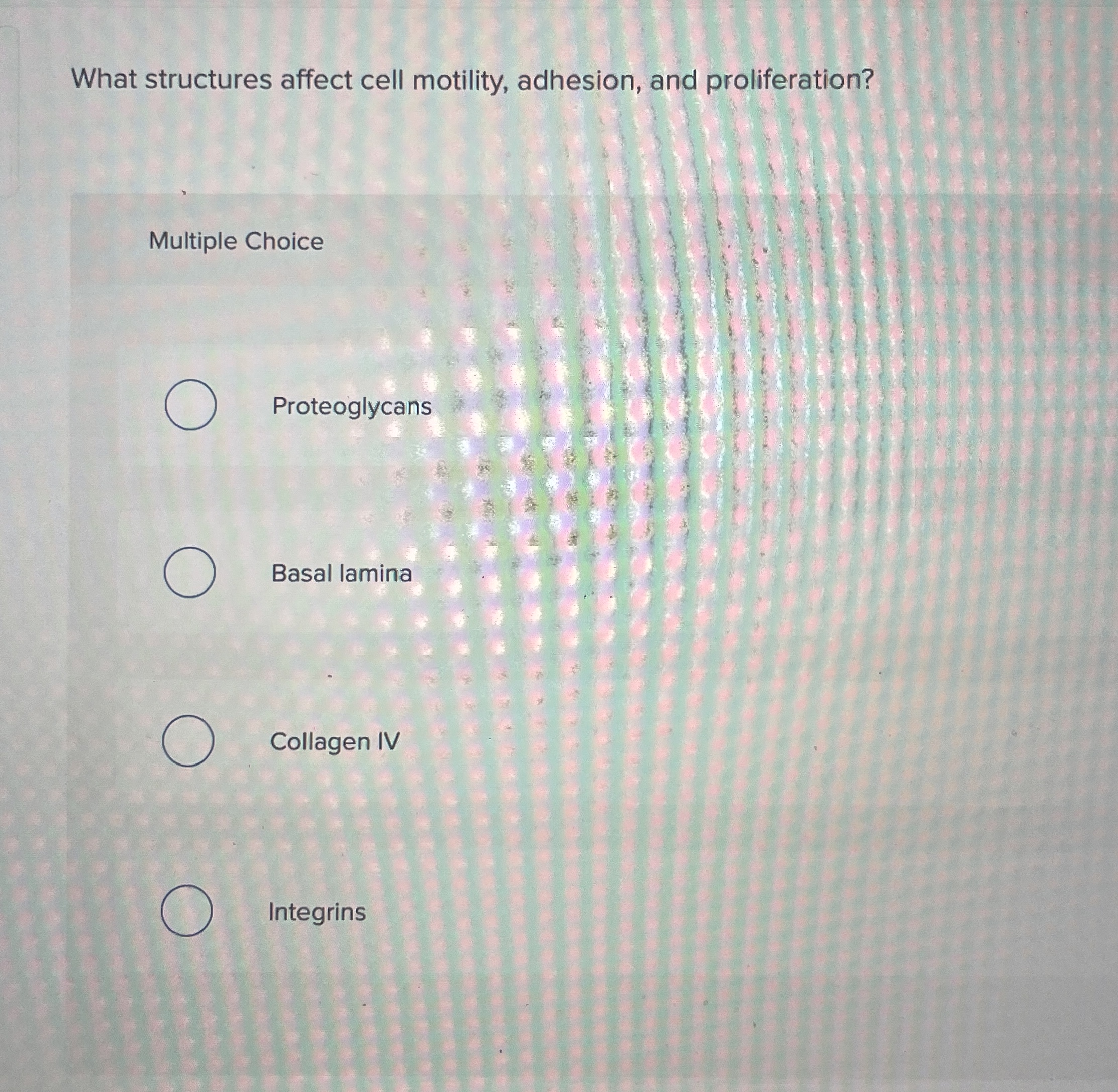 Solved What structures affect cell motility, adhesion, and | Chegg.com