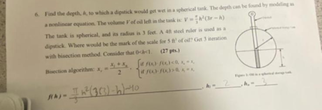 Solved Find the depth, h, ﻿to which a dipstick would get wet | Chegg.com