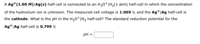 Solved A Agt (1.00 M) |Ag(s) half-cell is connected to an | Chegg.com