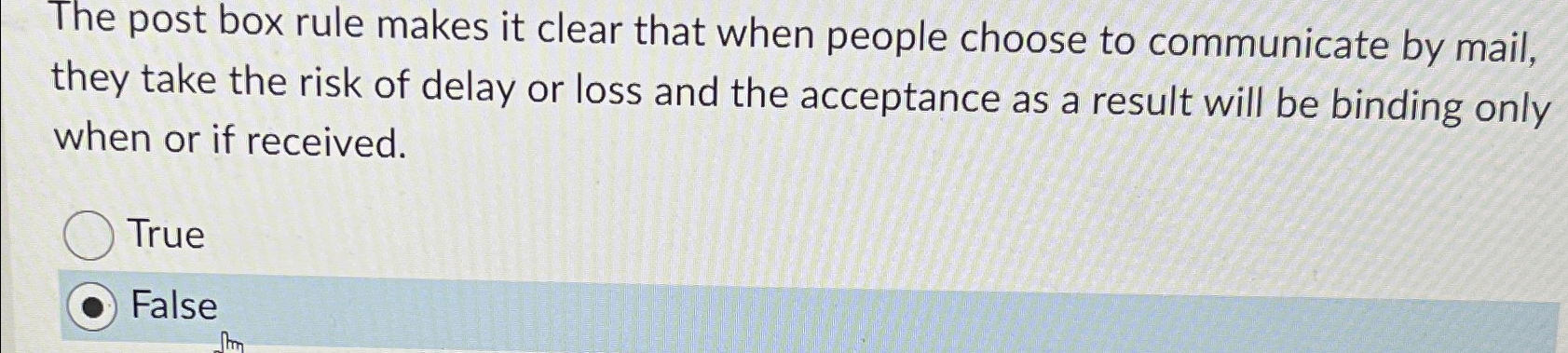 Solved The post box rule makes it clear that when people | Chegg.com