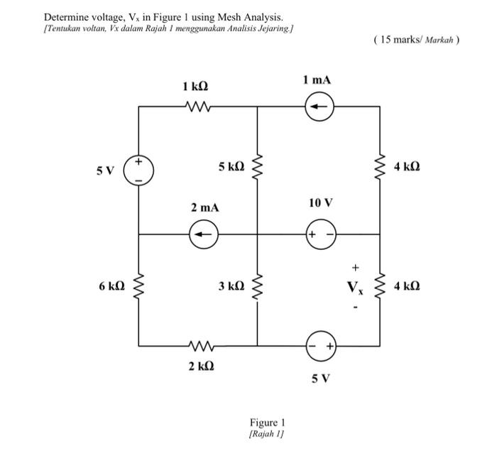 Solved Determine voltage, V, in Figure I using Mesh | Chegg.com