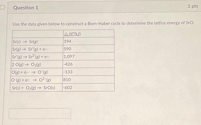 Solved Use the data given below to construct a Born-Haber | Chegg.com