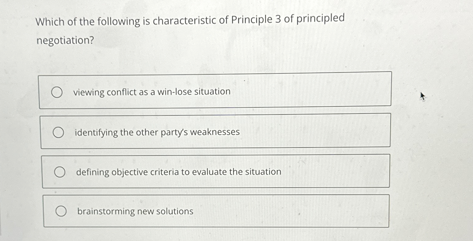 Solved Which of the following is characteristic of Principle | Chegg.com