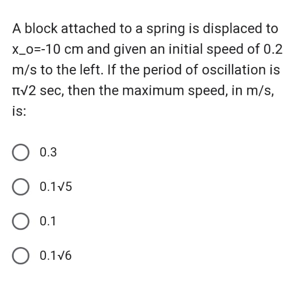 Solved A block attached to a spring is displaced to x_0=−10 | Chegg.com