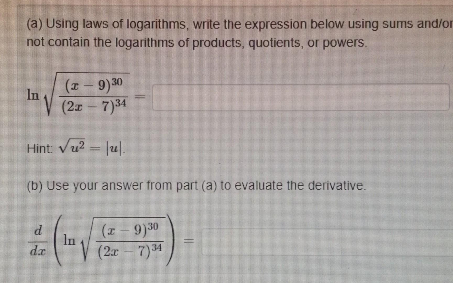 Solved (a) Using laws of logarithms, write the expression | Chegg.com