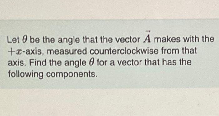 Solved Let θ be the angle that the vector A makes with the | Chegg.com