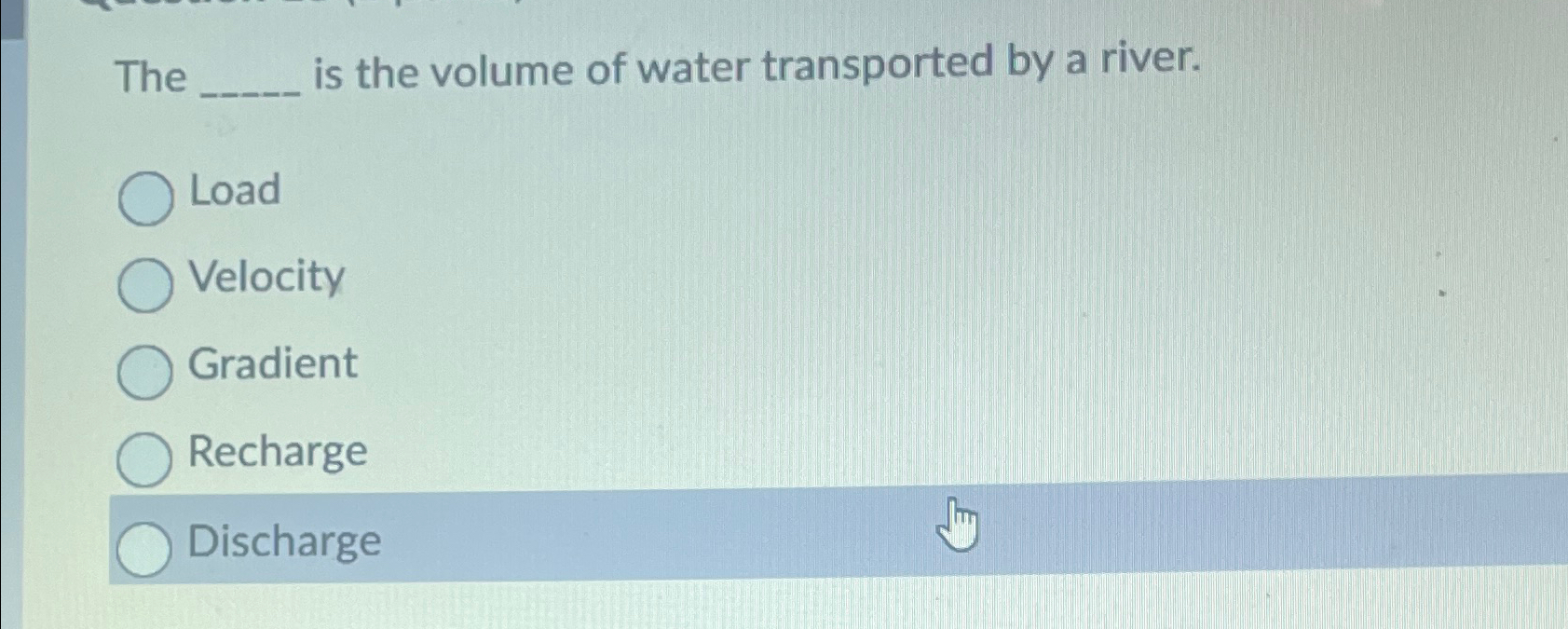 Solved The ﻿is the volume of water transported by a | Chegg.com