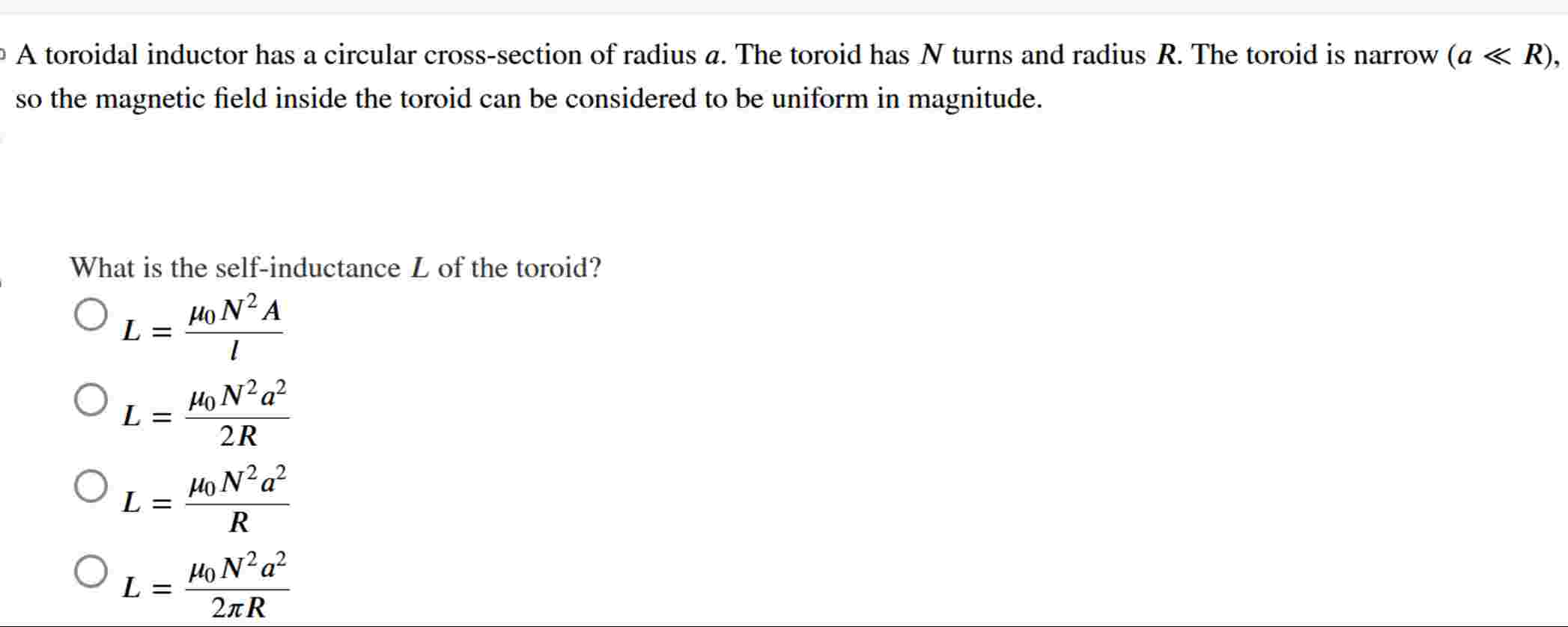 Solved A toroidal inductor has a circular cross-section of | Chegg.com