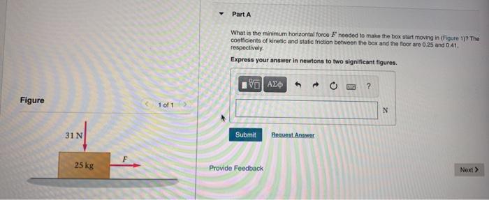Solved y Part A What is the minimum horizontal force F | Chegg.com