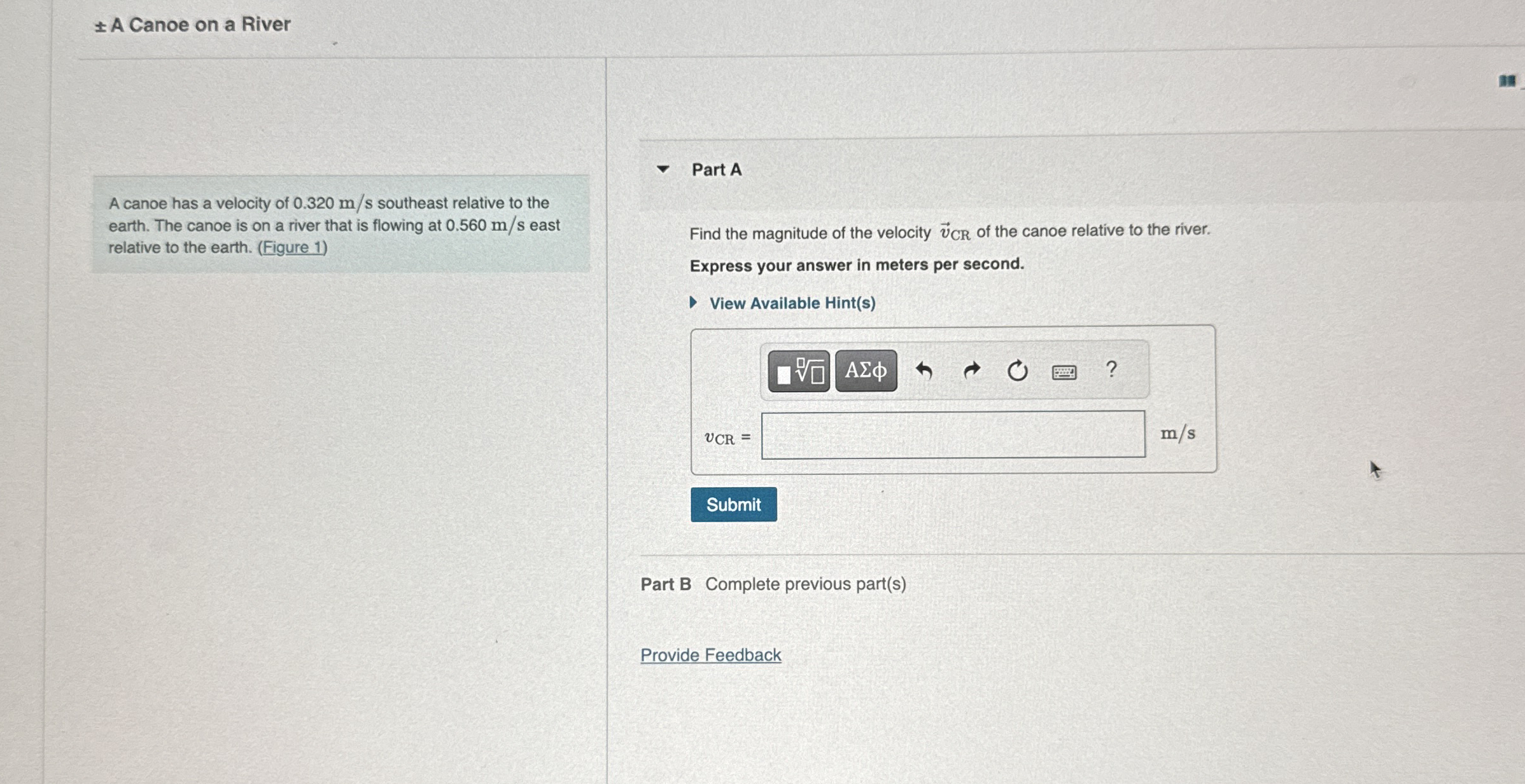Solved +- ﻿A Canoe on a RiverA canoe has a velocity of | Chegg.com