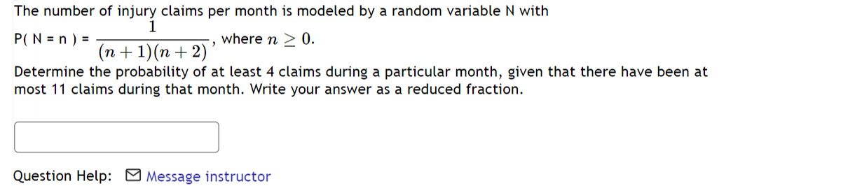 Solved The number of injury claims per month is modeled by a | Chegg.com