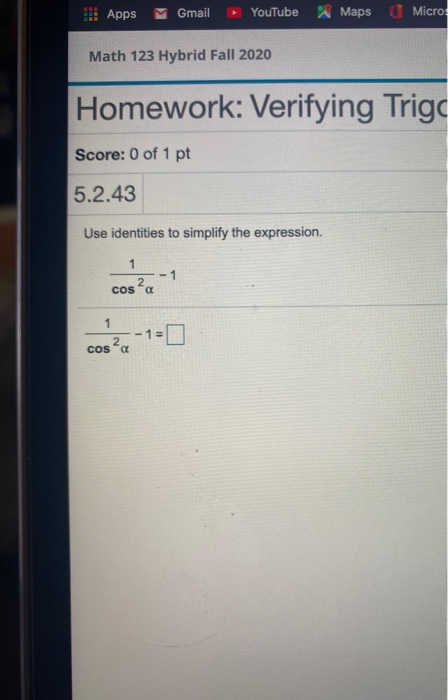Solved Apps Gmail YouTube Maps Micro Math 123 Hybrid Fall | Chegg.com