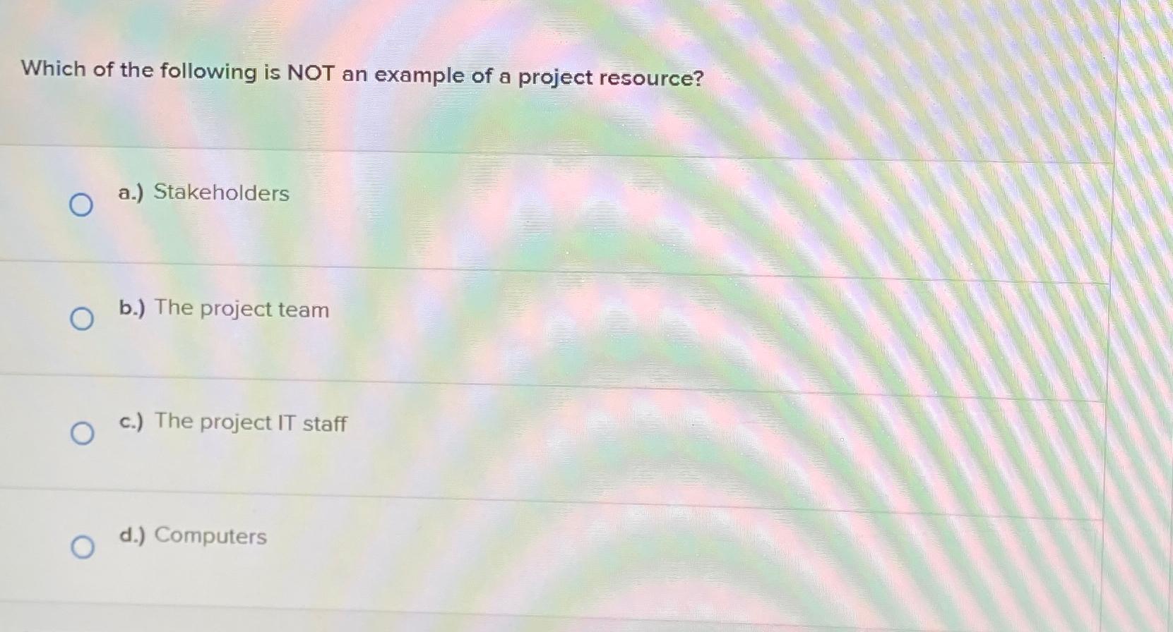 Solved Which of the following is NOT an example of a project | Chegg.com