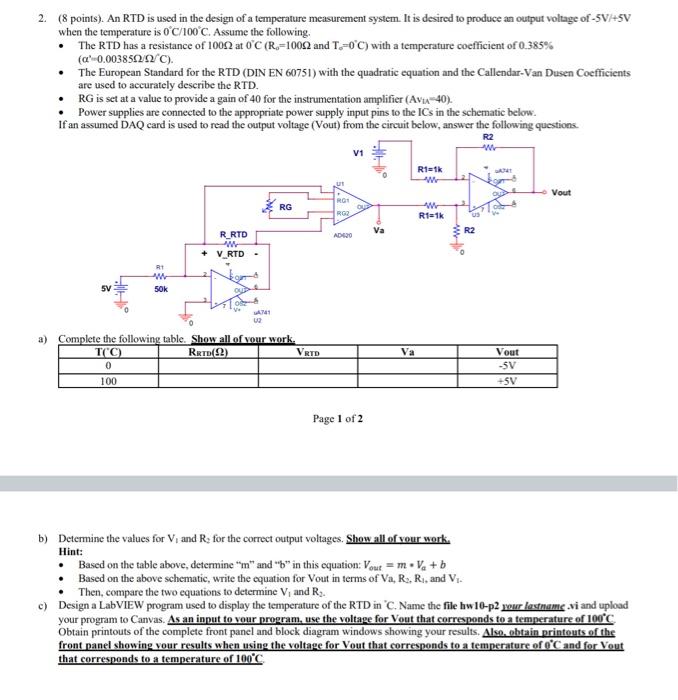 Solved 2. (8 points). An RTD is used in the design of a | Chegg.com