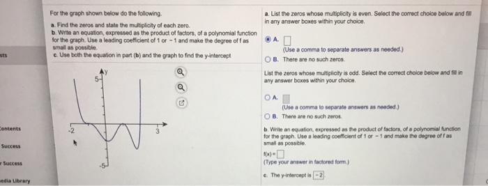 Solved a List the zeros whose multiplicity is even. Select | Chegg.com