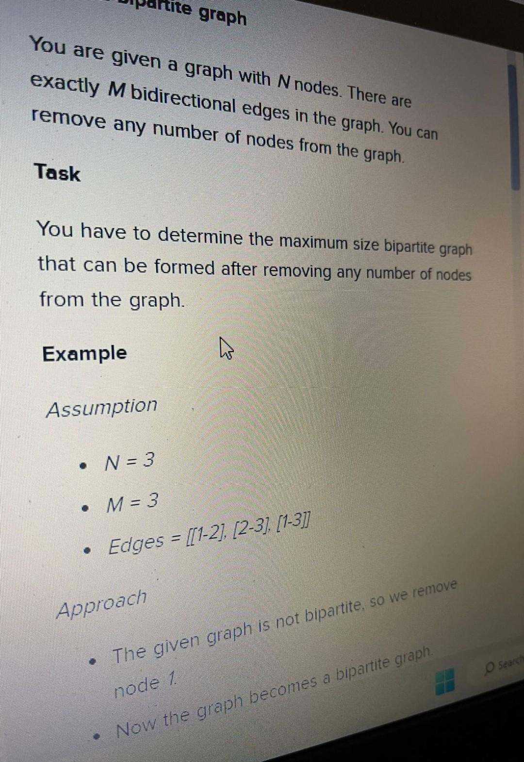 Solved Task You have to determine the maximum size bipartite | Chegg.com