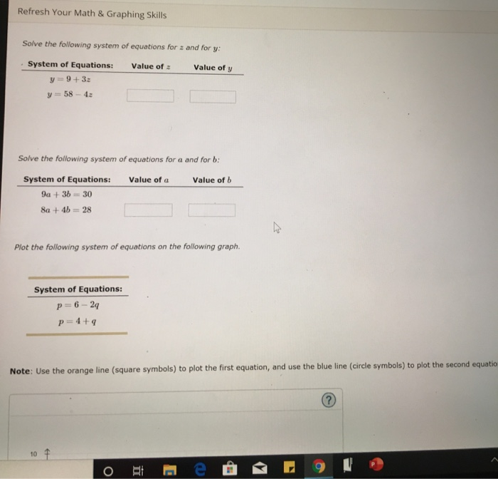 Solved Refresh Your Math & Graphing Skills Solve the | Chegg.com