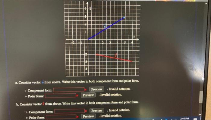 Solved The diagram below shows vectors ū and 7. 2 -2 Use the | Chegg.com