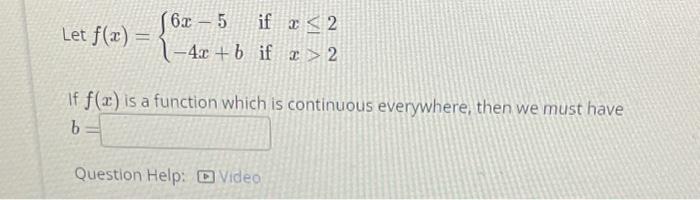 Solved Let f(x)=⎩⎨⎧2x+5x+102 if if if x −1x=−1 Select | Chegg.com