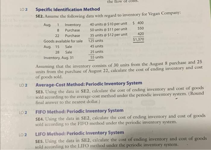 Solved LO 2 Specific Identification Method SE2. Assume the | Chegg.com