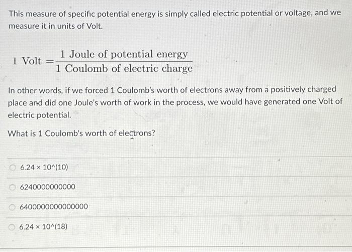 Solved This measure of specific potential energy is simply | Chegg.com