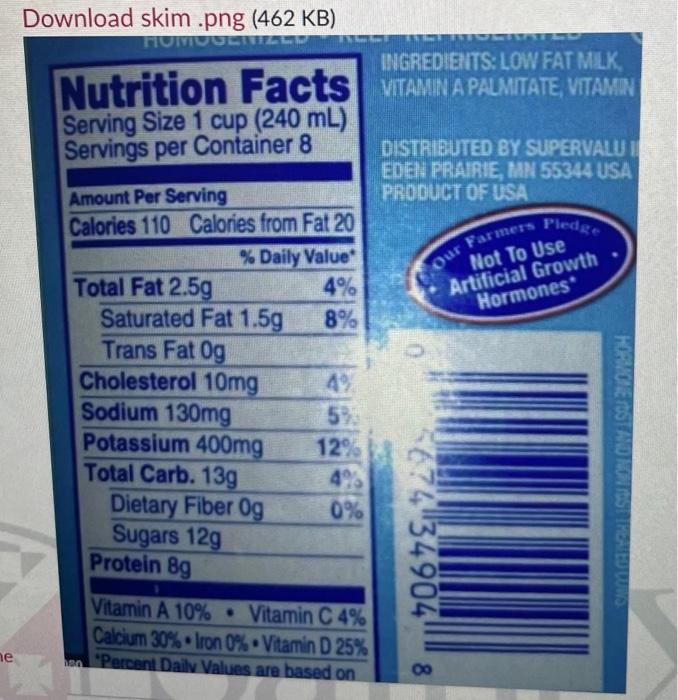 Solved Determine the total protein in the milk carton(skim). | Chegg.com