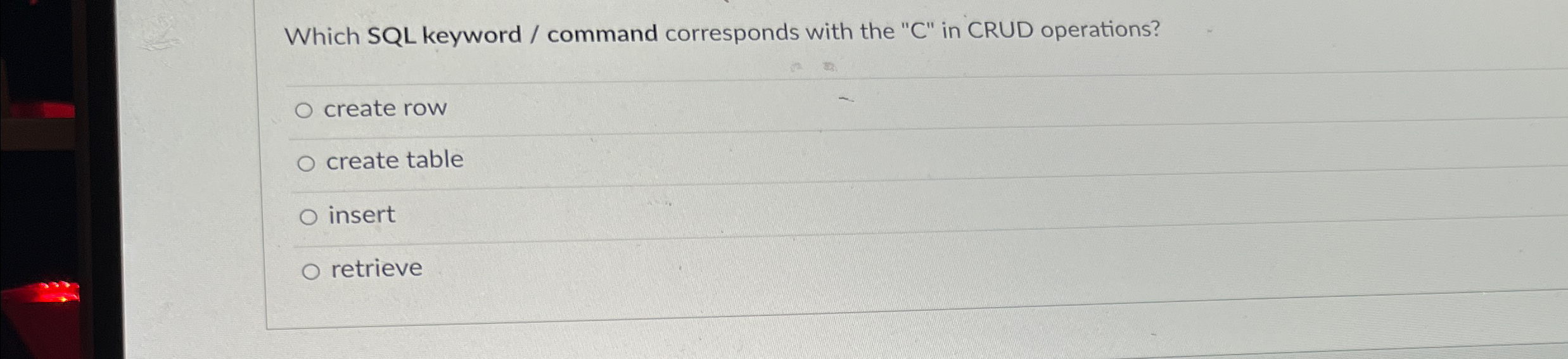 Solved Which Sql Keyword ﻿command Corresponds With The C
