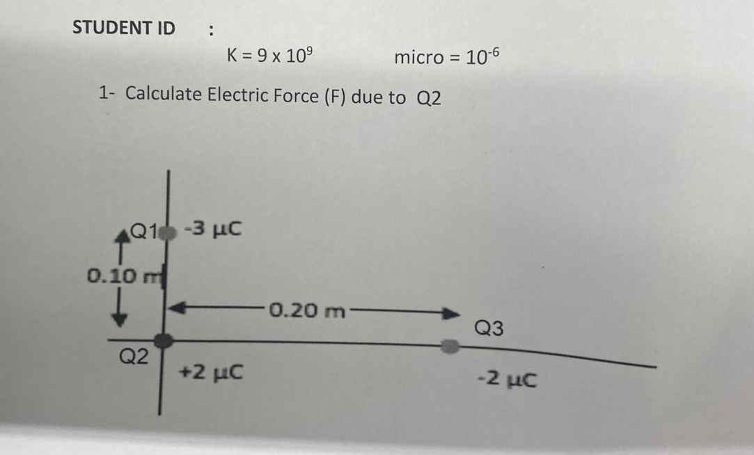 Solved STUDENT ID :K=9×109, ﻿micro =10-61- ﻿Calculate | Chegg.com