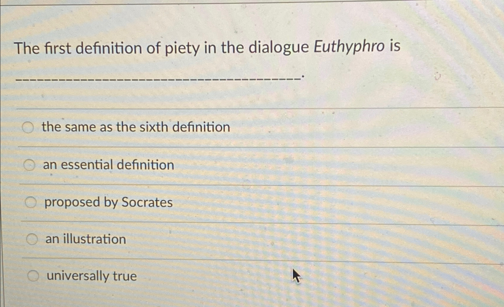 Solved The first definition of piety in the dialogue | Chegg.com