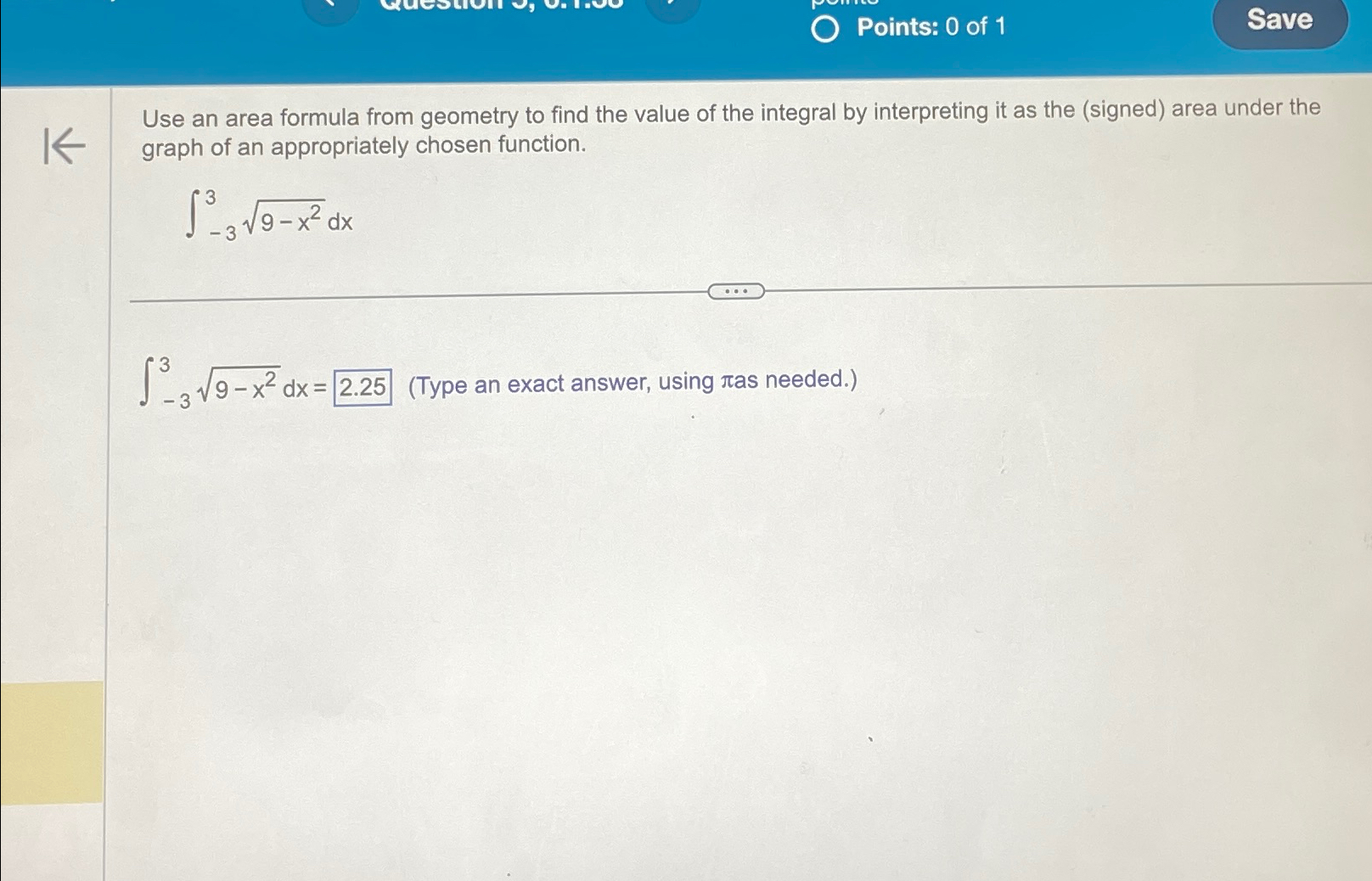 Solved Use an area formula from geometry to find the value | Chegg.com