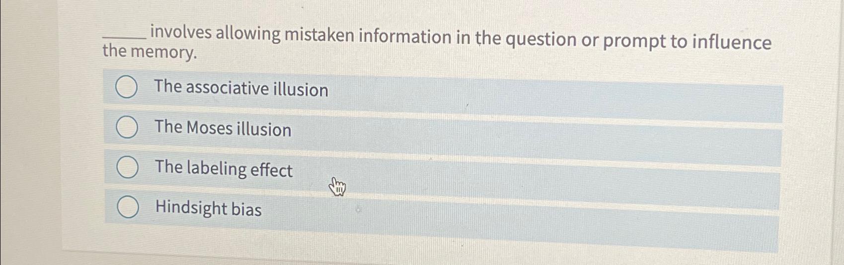 Solved involves allowing mistaken information in the | Chegg.com