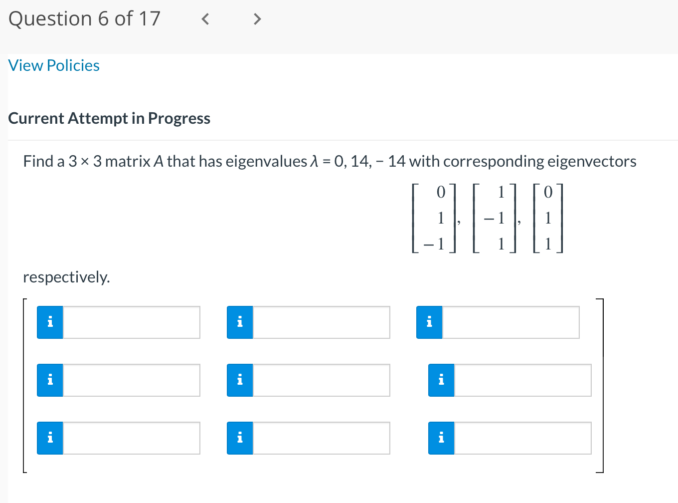 Solved Current Attempt in ProgressFind a 3×3 ﻿matrix A that | Chegg.com