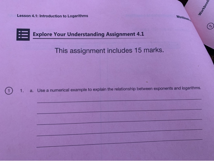 Solved Workbook Lesson 4 1 Introduction To Logarithms Chegg
