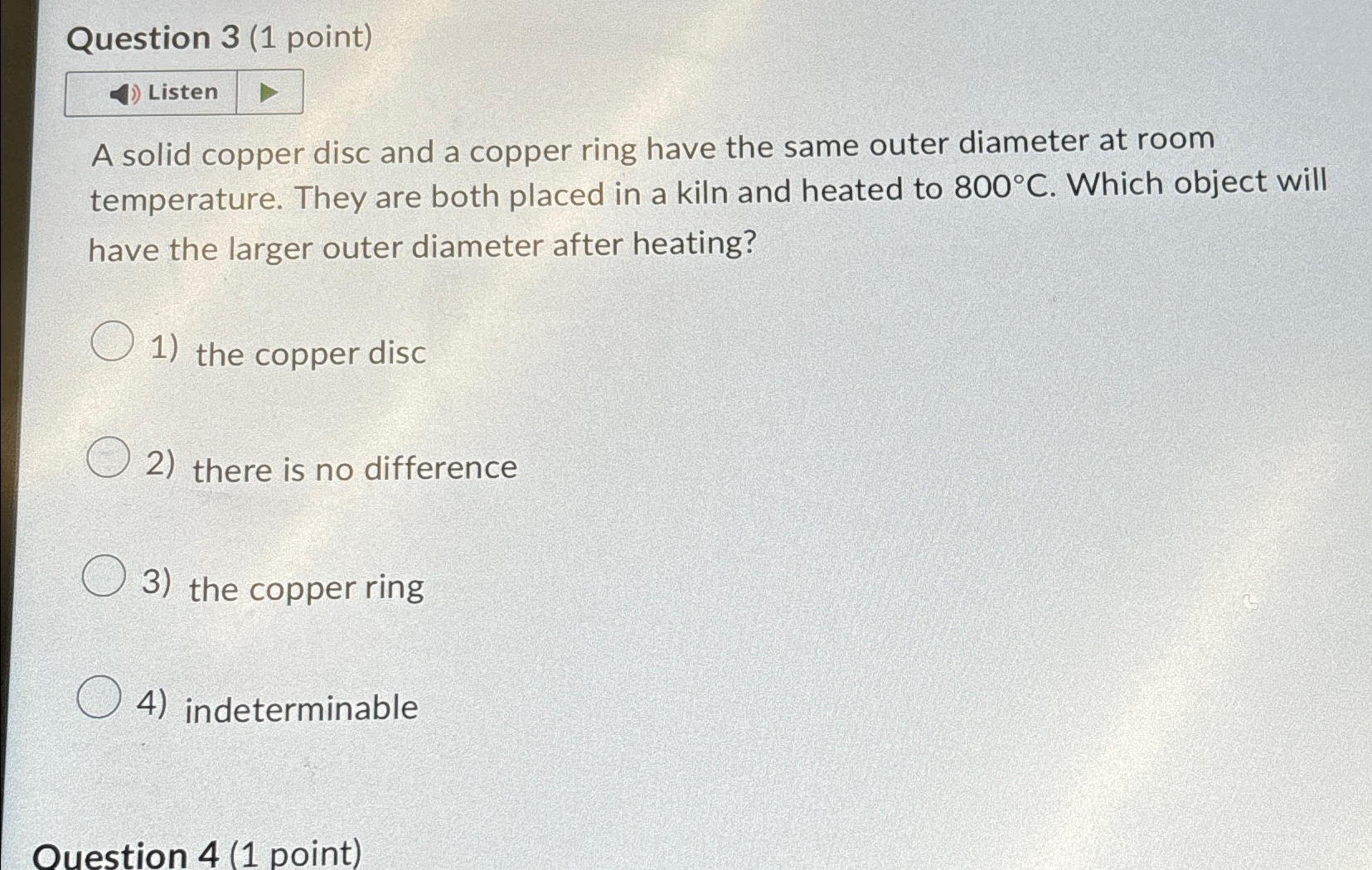 Solved Question 3 (1 ﻿point)ListenA solid copper disc and a | Chegg.com