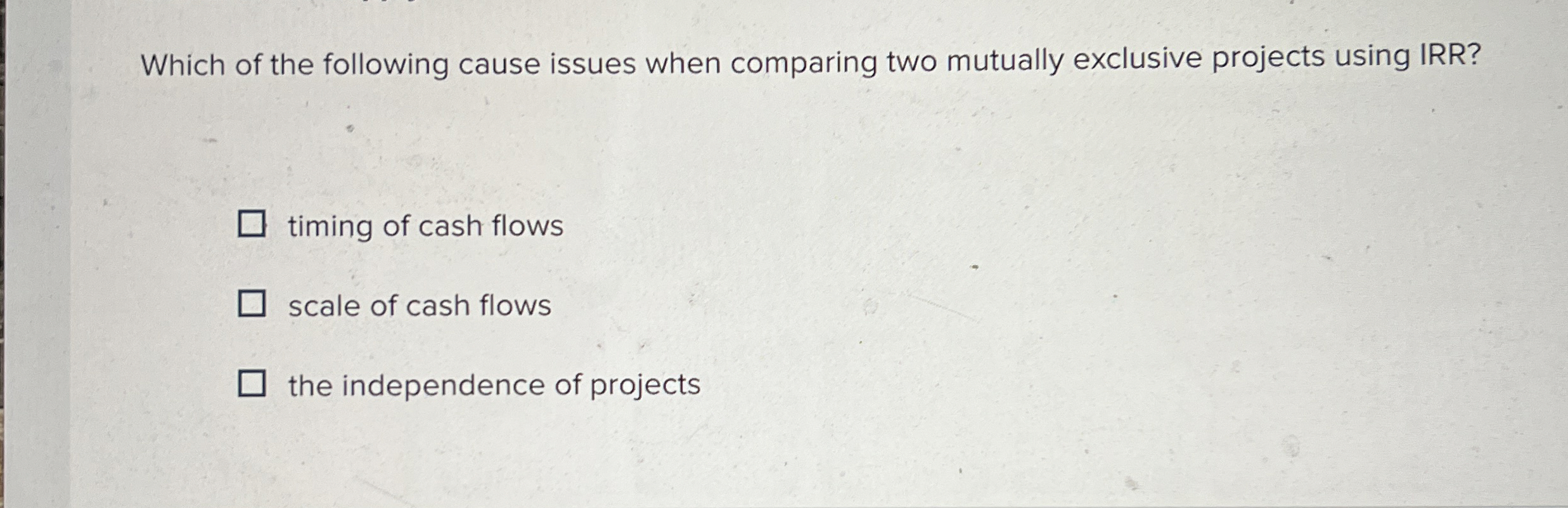Solved Which of the following cause issues when comparing | Chegg.com
