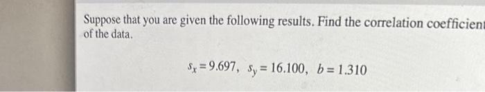 Solved Suppose that you are given the following results. | Chegg.com