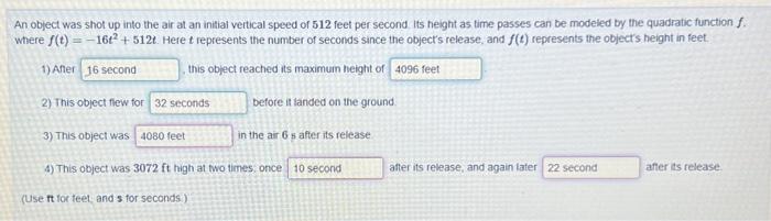 Solved An object was shot up into the air at an initial | Chegg.com