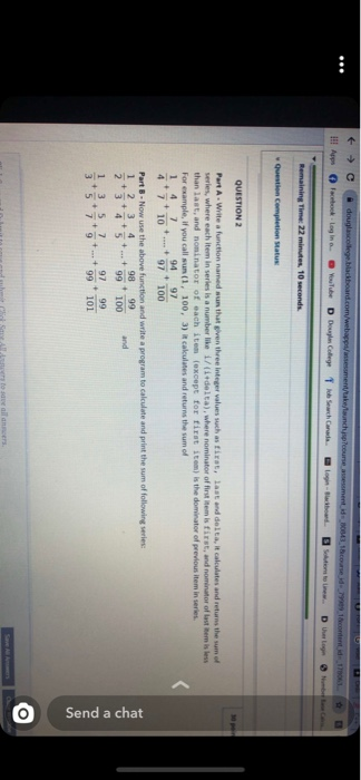 Solved douglascollege blackboard.com/webapp/sesment/kaunch | Chegg.com