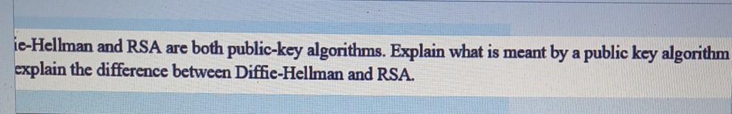 Solved Diffie-Hellman and RSA are both public-key | Chegg.com