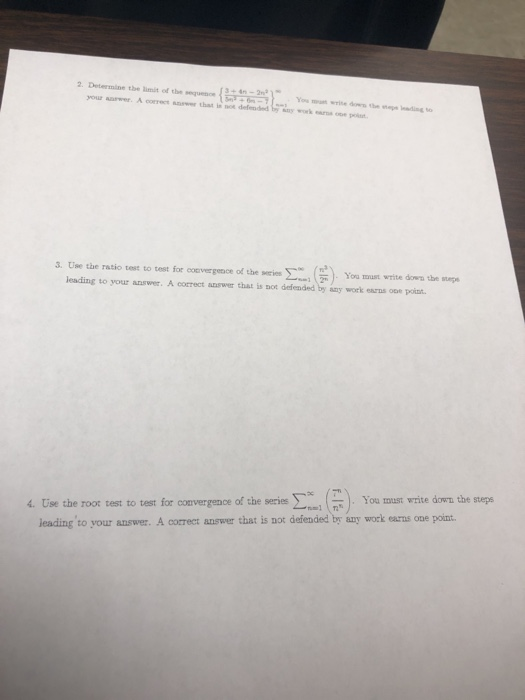 Solved 2. Determine the lmit of the sequeso r3+4n-2n your | Chegg.com