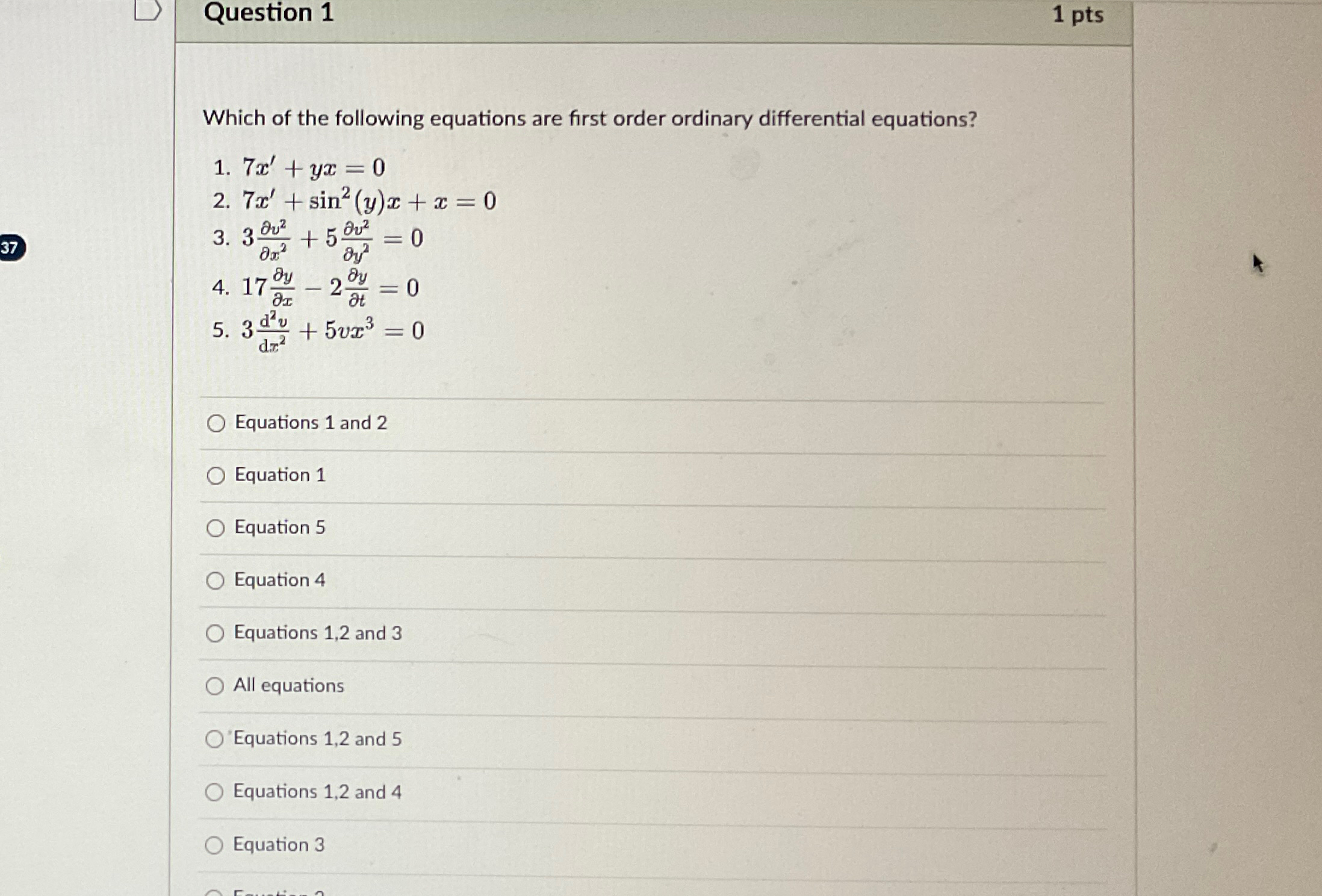 Solved Question 11 ptsWhich of the following equations are | Chegg.com Solved Question 11 ptsWhich of the following equations are | Chegg.com
