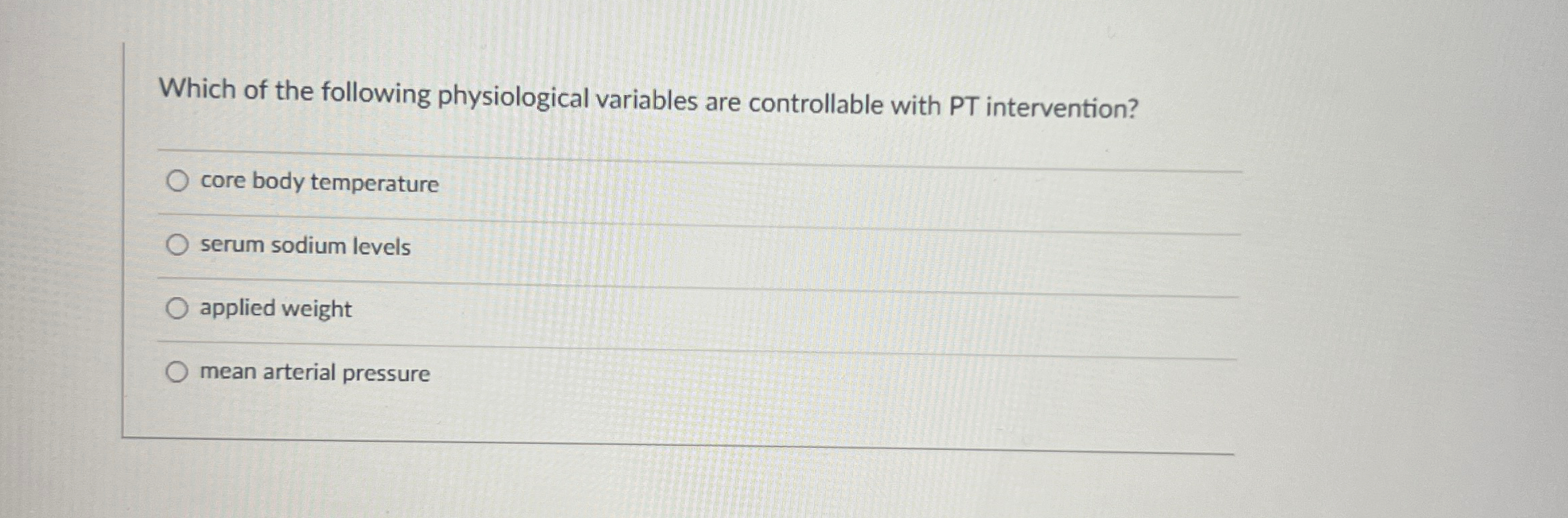Solved Which of the following physiological variables are | Chegg.com