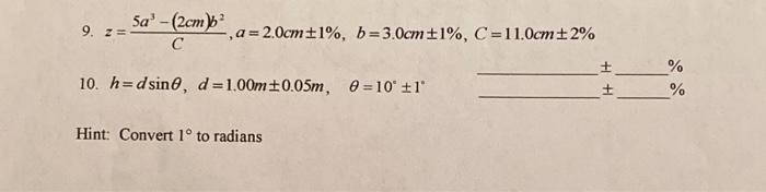 Solved ERROR PROPAGATION EXERCISES Determine the calculated | Chegg.com
