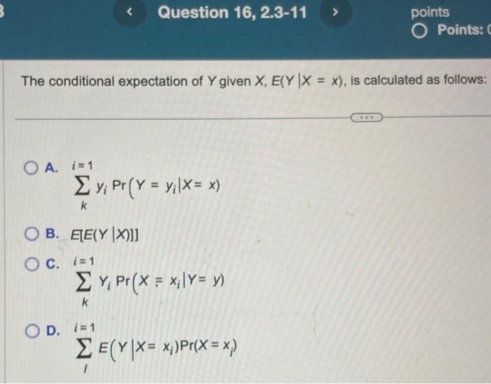 The conditional expectation of Y given X,E(Y∣X=x), is | Chegg.com