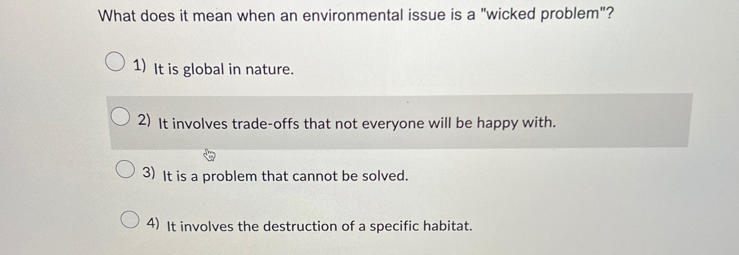 Solved What does it mean when an environmental issue is a | Chegg.com